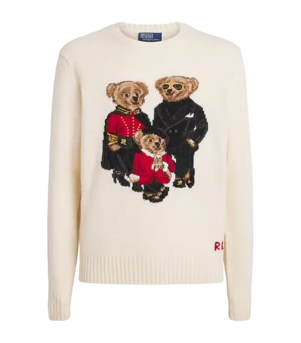 Polo Ralph Lauren Wool-cashmere Polo Bear Family Sweater - White
