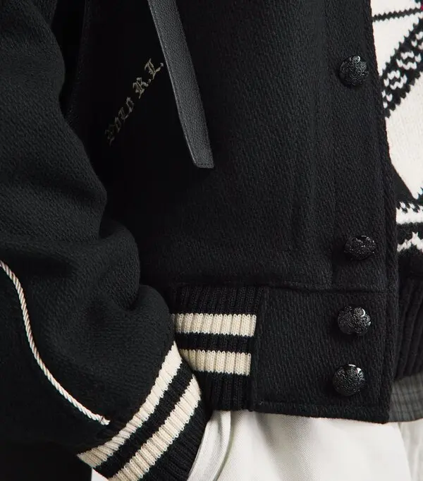 Polo Ralph Lauren Wool-blend Bullion-patch Bomber Jacket - Black