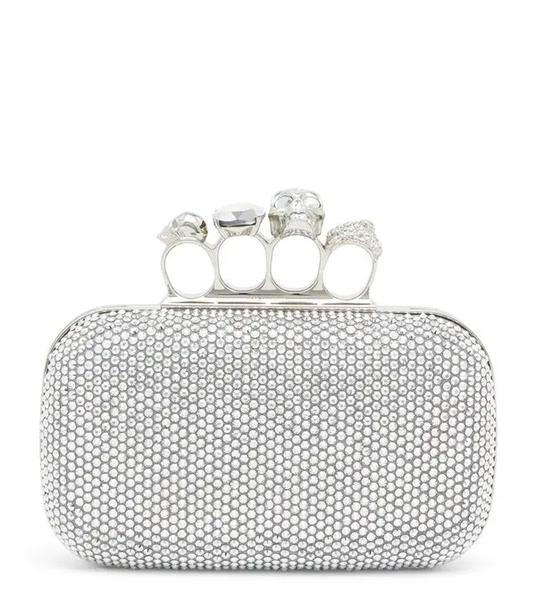 Alexander McQueen Crystal-embellished Knuckle Clutch Bag - Silver