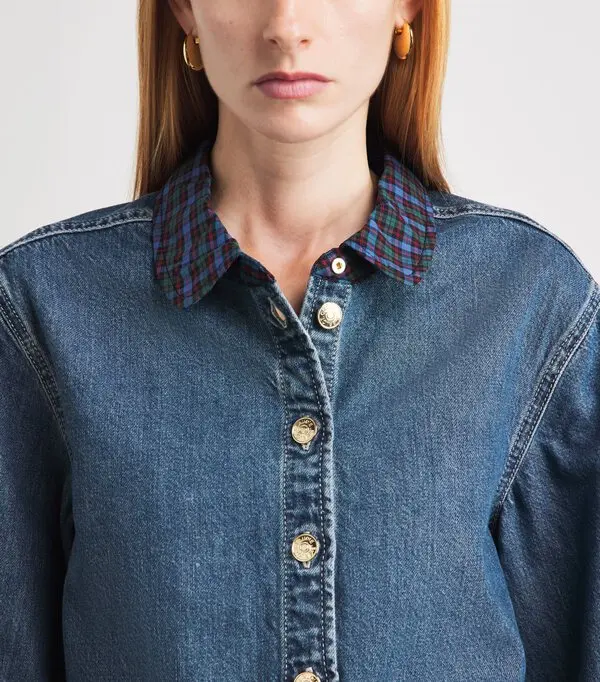 Claudie Pierlot Denim Check-collar Shirt
