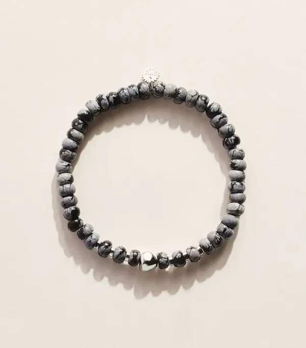 Tateossian Sterling Silver And Snowflake Obsidian Bracelet - Black