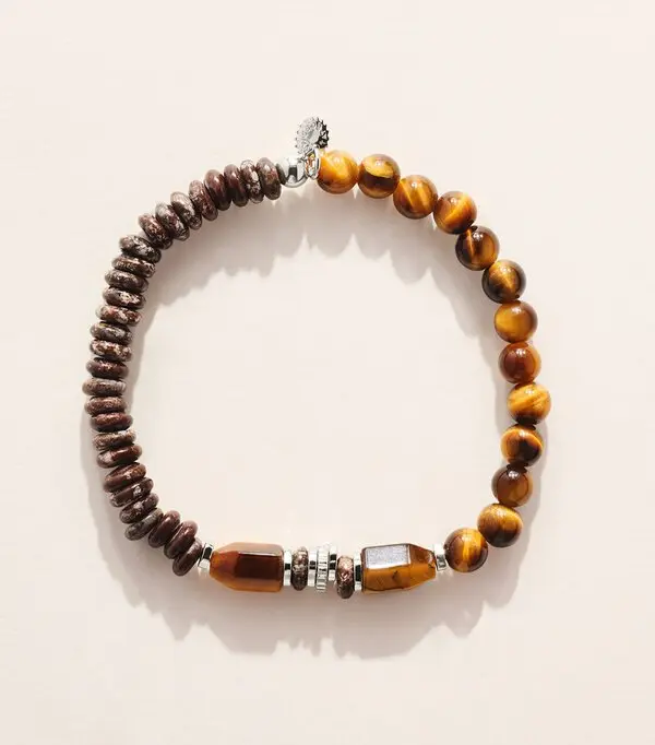 Tateossian Sterling Silver And Tiger Eye Totem Bracelet