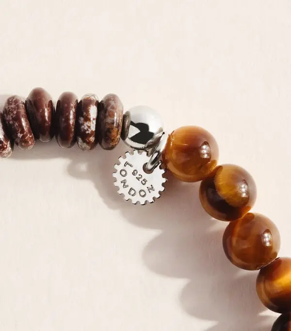Tateossian Sterling Silver And Tiger Eye Totem Bracelet