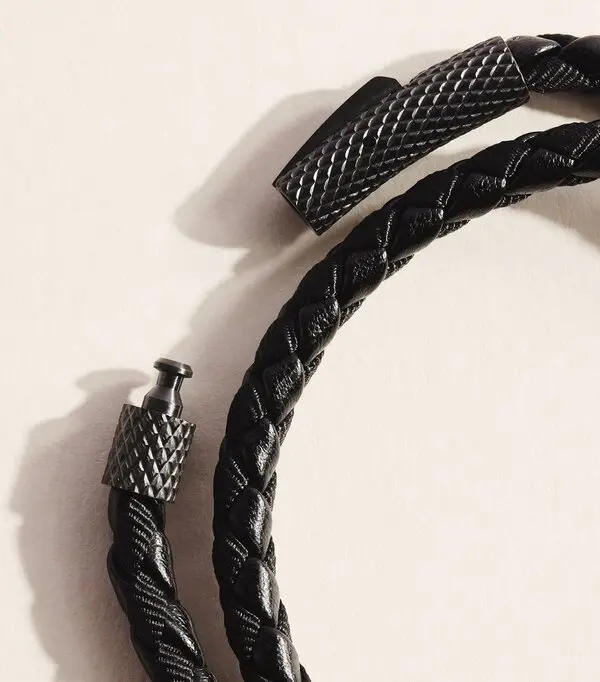 Tateossian Eco Leather Double-wrap Braided Bracelet