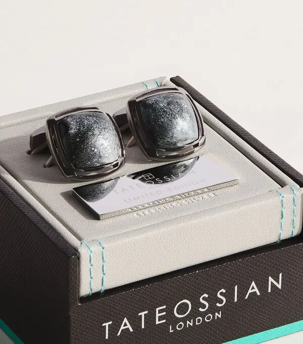Tateossian Sterling Silver And Hematite Cushion Cufflinks