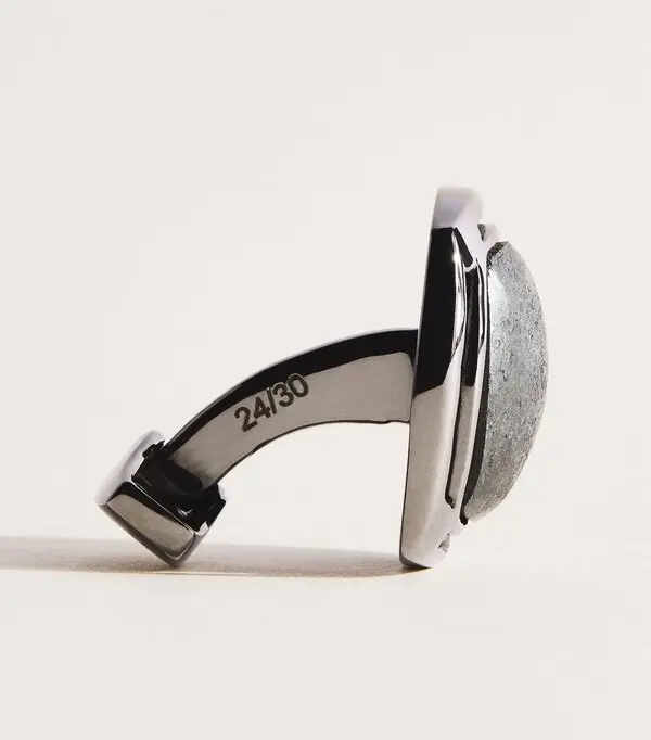 Tateossian Sterling Silver And Hematite Cushion Cufflinks
