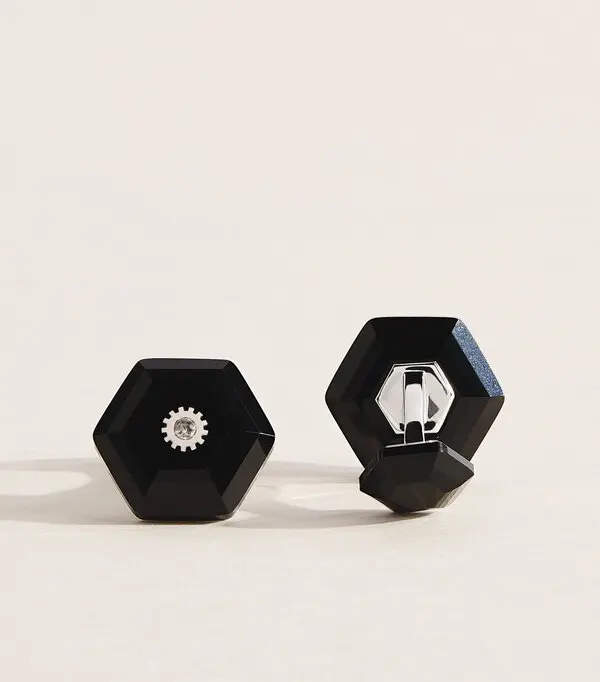 Tateossian Onyx And Sapphire Hexagonal Cufflinks - Black