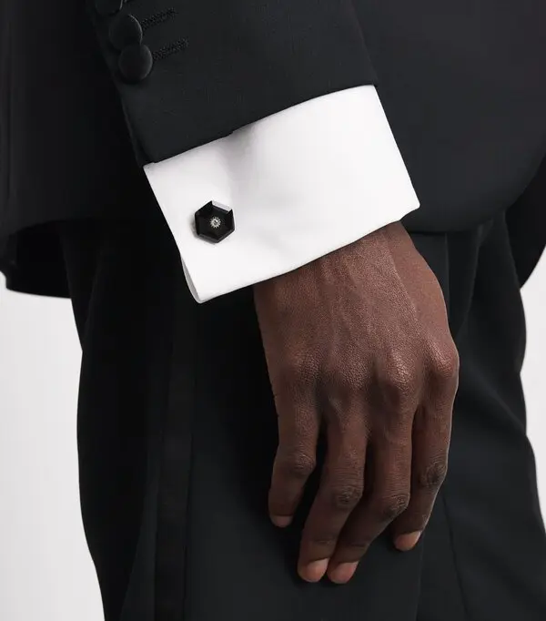 Tateossian Onyx And Sapphire Hexagonal Cufflinks