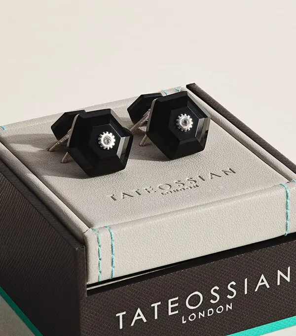 Tateossian Onyx And Sapphire Hexagonal Cufflinks