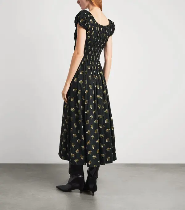 DÔEN Poplin Floral Quinley Midi Dress