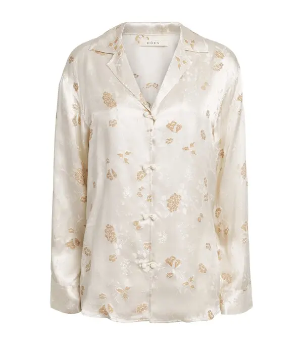 DÔEN Floral Jacquard Maurise Shirt - Beige