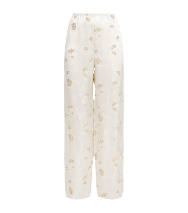 DÔEN Floral Jacquard Lavona Wide-leg Trousers