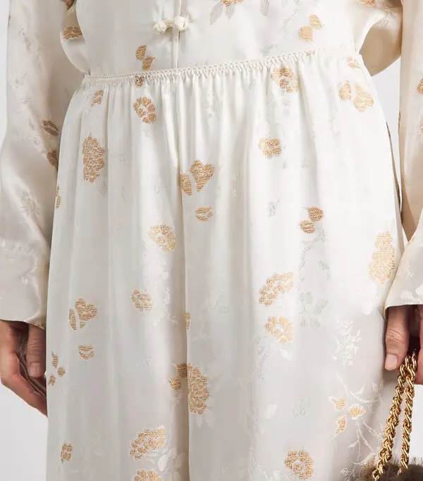 DÔEN Floral Jacquard Lavona Wide-leg Trousers