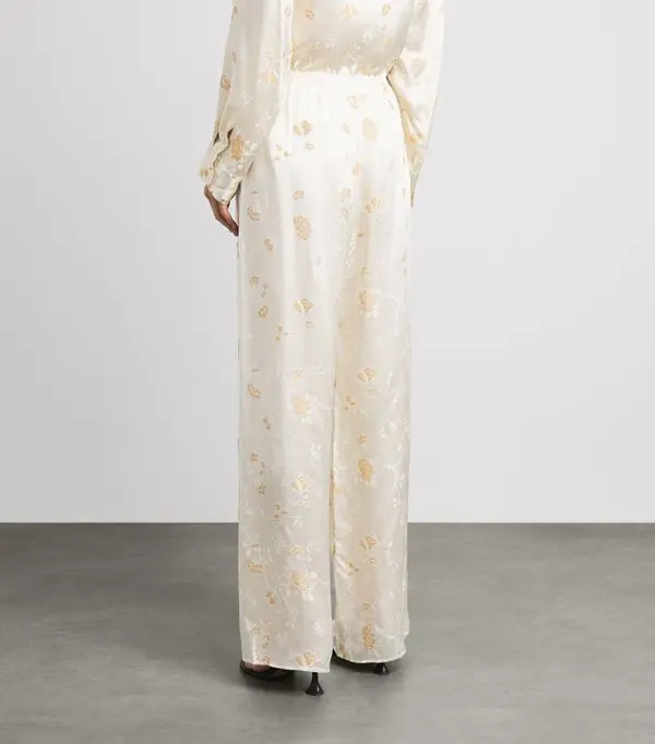 DÔEN Floral Jacquard Lavona Wide-leg Trousers