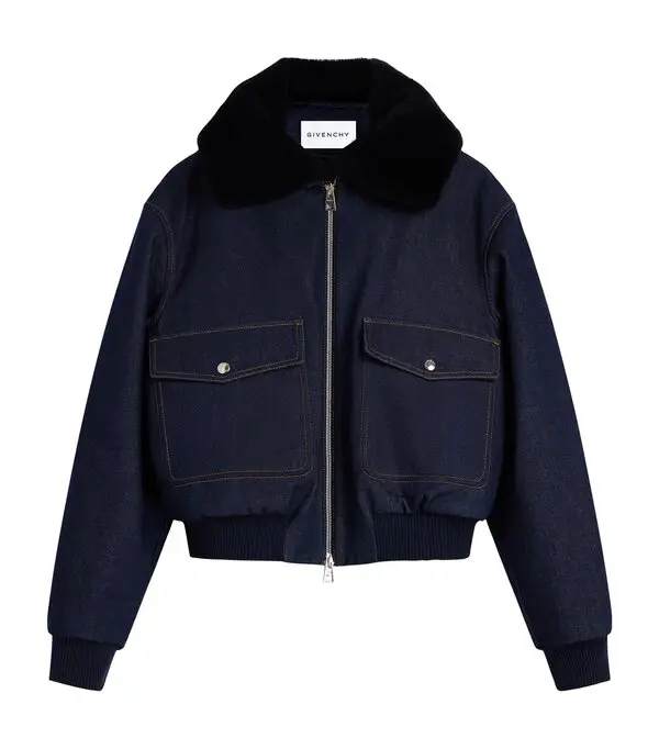Givenchy Shearling-collar Denim Blouson Jacket - Blue