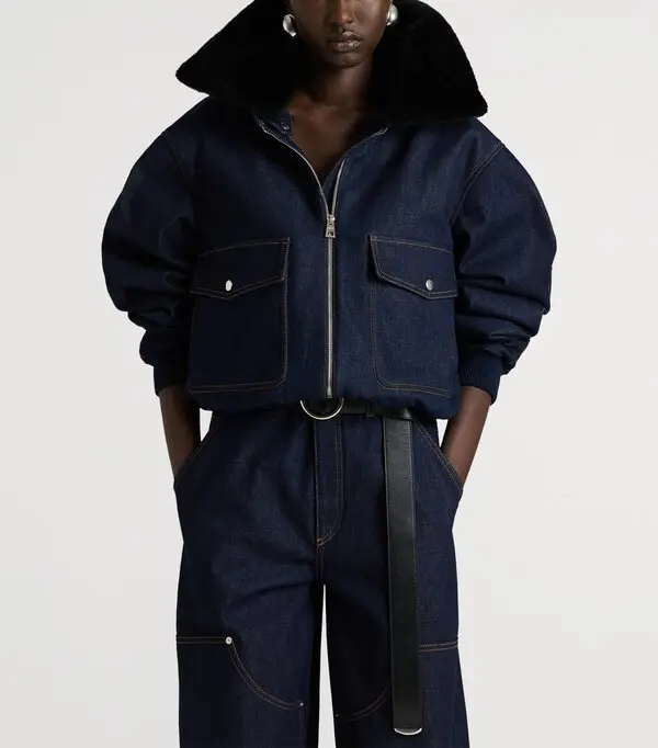 Givenchy Shearling-collar Denim Blouson Jacket - Blue
