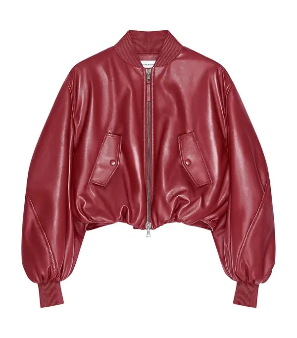 Givenchy Leather Cropped Cocoon Bomber Jacket
