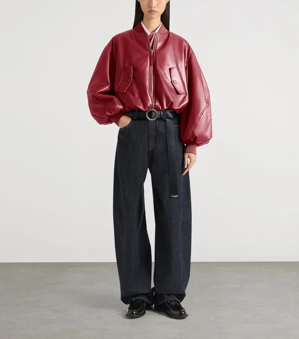 Givenchy Leather Cropped Cocoon Bomber Jacket