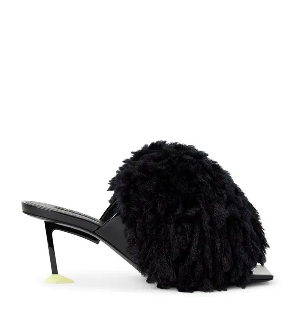 Givenchy Leather Pompom Heeled Mules 65 - Black