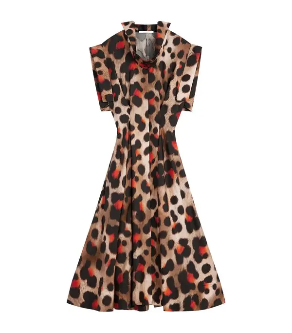Givenchy Silk Leopard Print Midi Dress - Brown