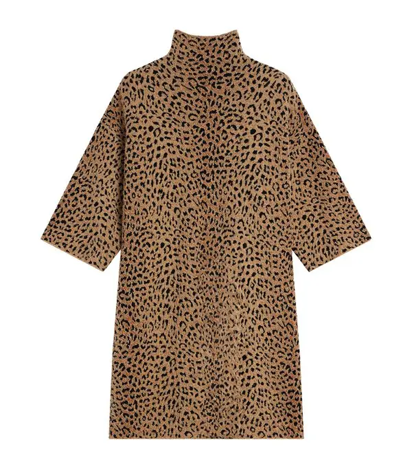 Givenchy Leopard Print High-neck Mini Dress - Beige