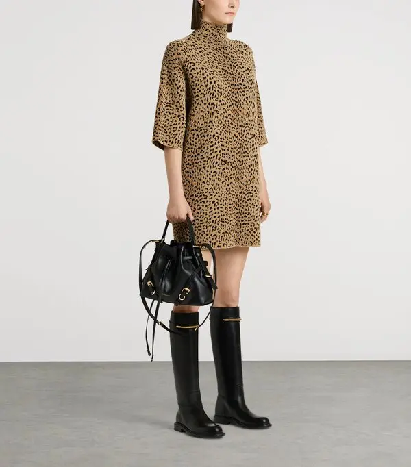 Givenchy Leopard Print High-neck Mini Dress