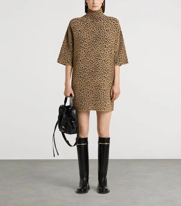 Givenchy Leopard Print High-neck Mini Dress