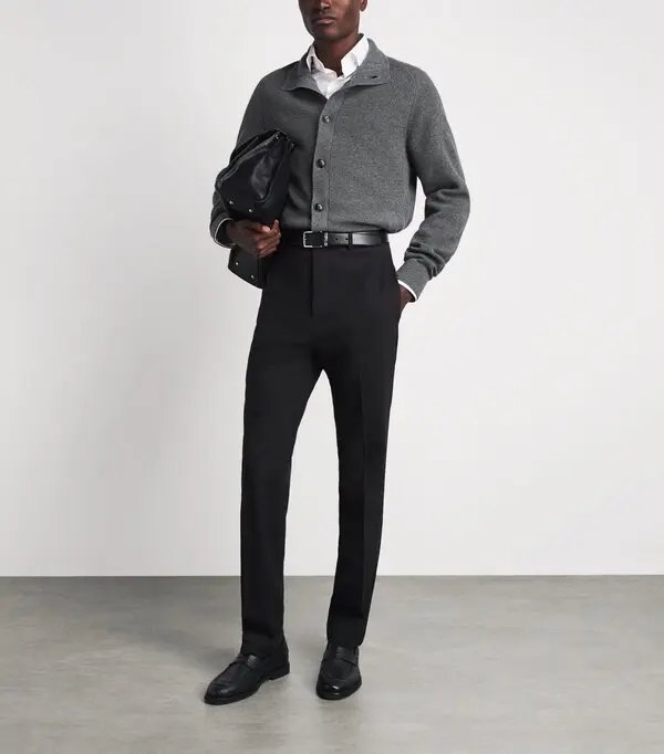 Pal Zileri Wool-silk-cashmere High-neck Cardigan