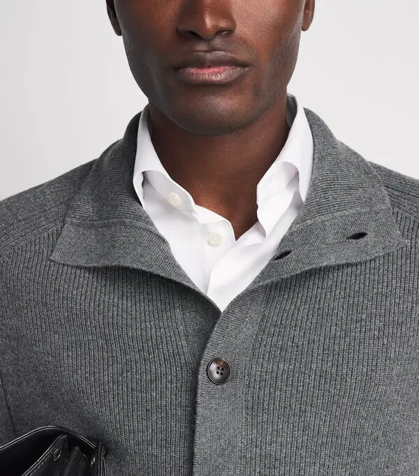 Pal Zileri Wool-silk-cashmere High-neck Cardigan