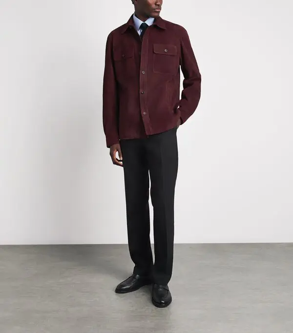 Ralph Lauren Purple Label Suede Overshirt - Red