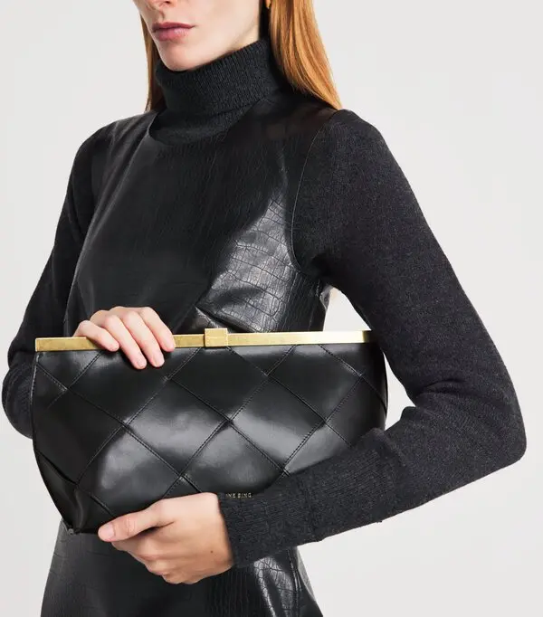 ANINE BING Leather Braided Anine Clutch Bag