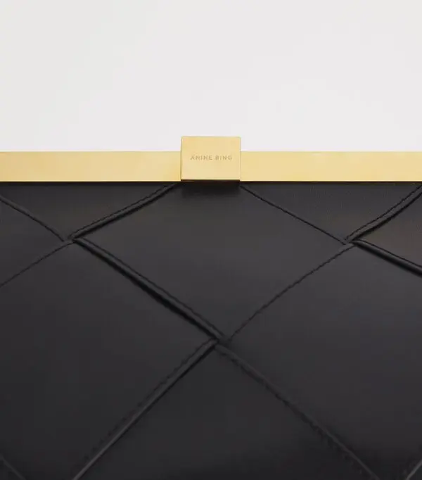 ANINE BING Leather Braided Anine Clutch Bag