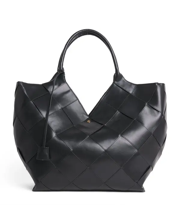 ANINE BING Leather Braided Lili Tote Bag - Black