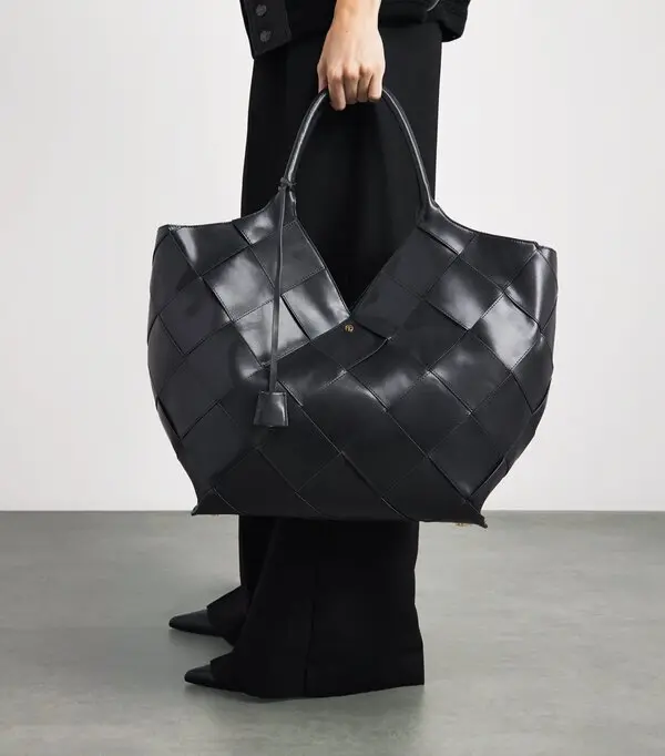ANINE BING Leather Braided Lili Tote Bag