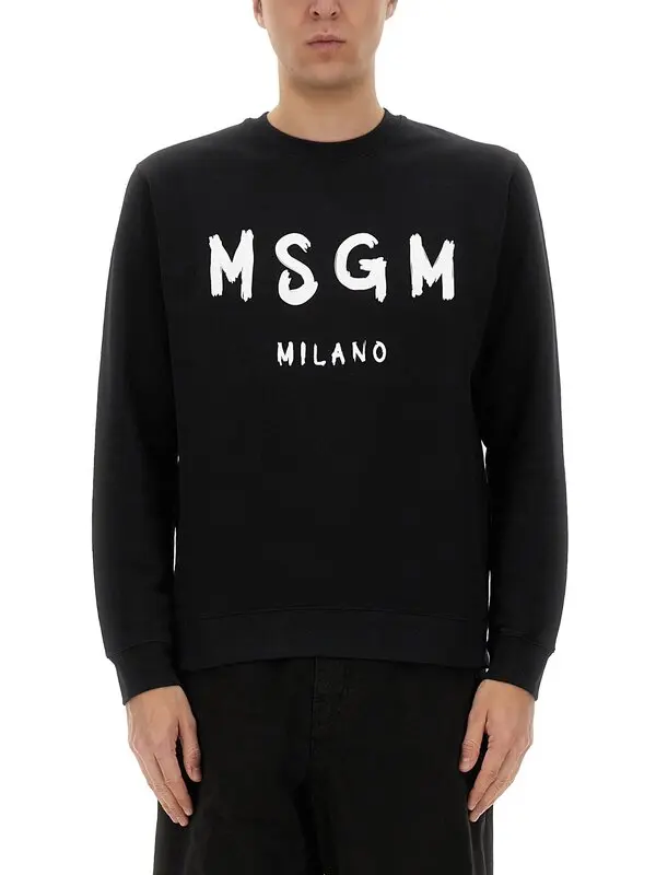 MSGM Felpa In Cotone Con Logo