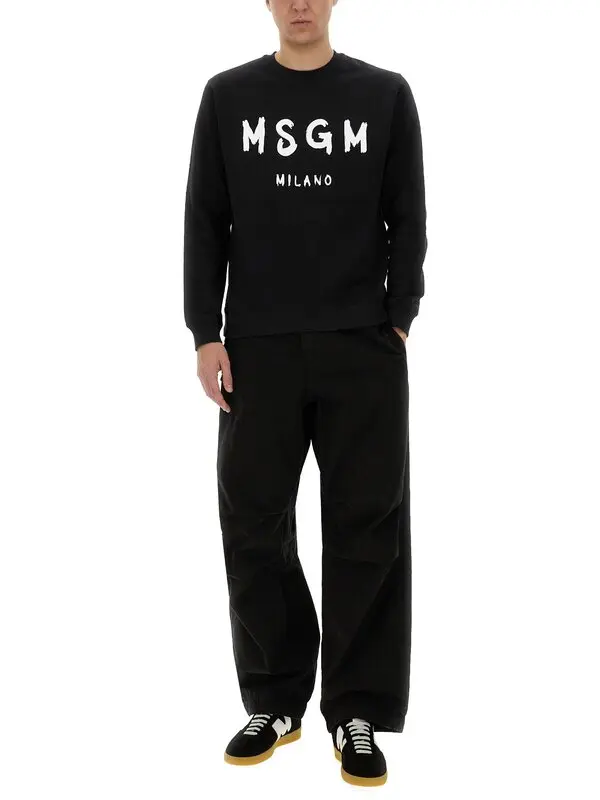 MSGM Felpa In Cotone Con Logo