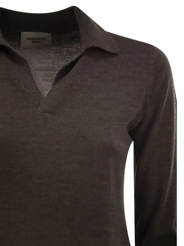 Max Mara Wkdcappa V-neck Knitted Polo Shirt - Chestnut