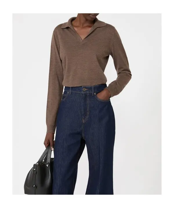 Max Mara Wkdcappa V-neck Knitted Polo Shirt - Chestnut