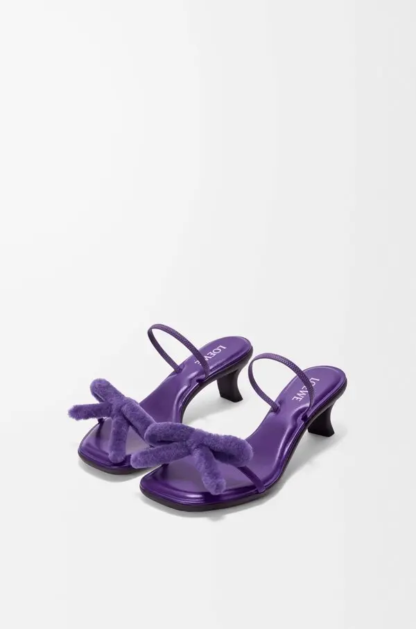 Loewe Mimi Bow Sandal In Nappa Lambskin And Shearling