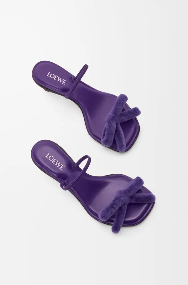 Loewe Mimi Bow Sandal In Nappa Lambskin And Shearling