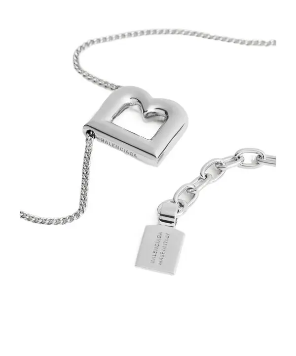 Balenciaga B Necklace In Shiny Silver