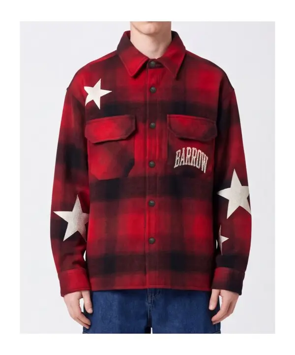 BARROW Star-print Checked Shirt