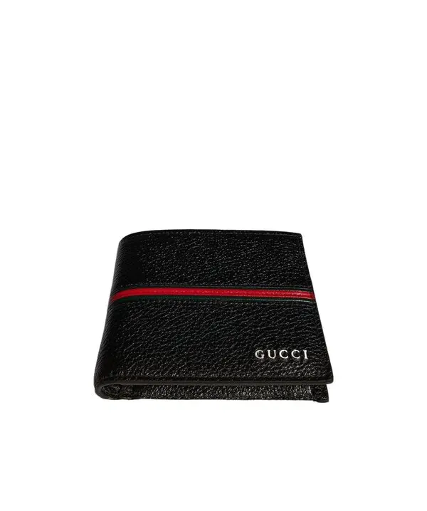 Gucci Bi-fold Coin Wallet With Web - Black