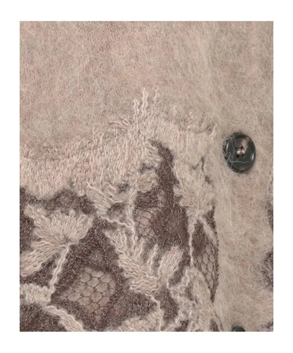 D.exterior Lace Trim Cropped Cardigan