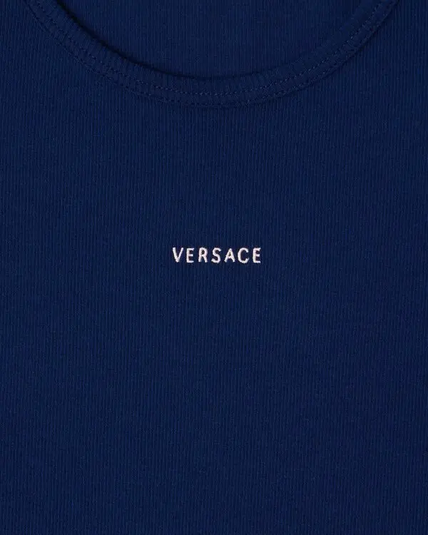 Versace Embroidered-logo Ribbed Cotton-jersey T-shirt