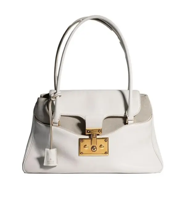 Gucci Large Tote Bag With Lock - White