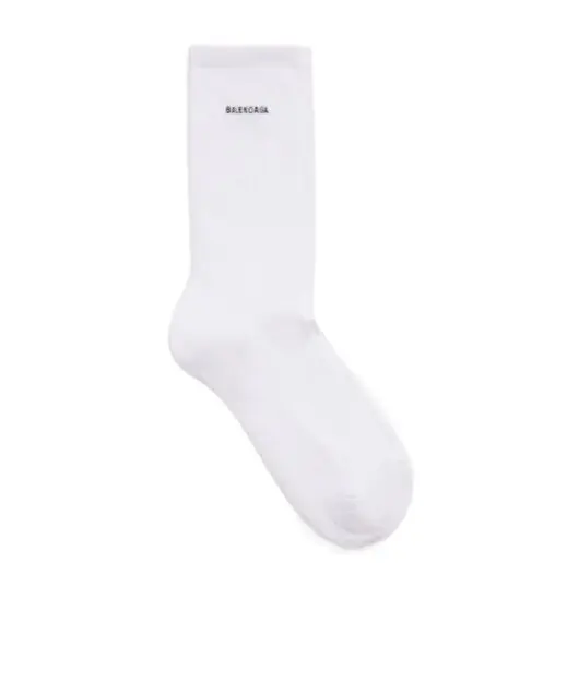 Balenciaga Logo Intarsia Ribbed Socks - White/black