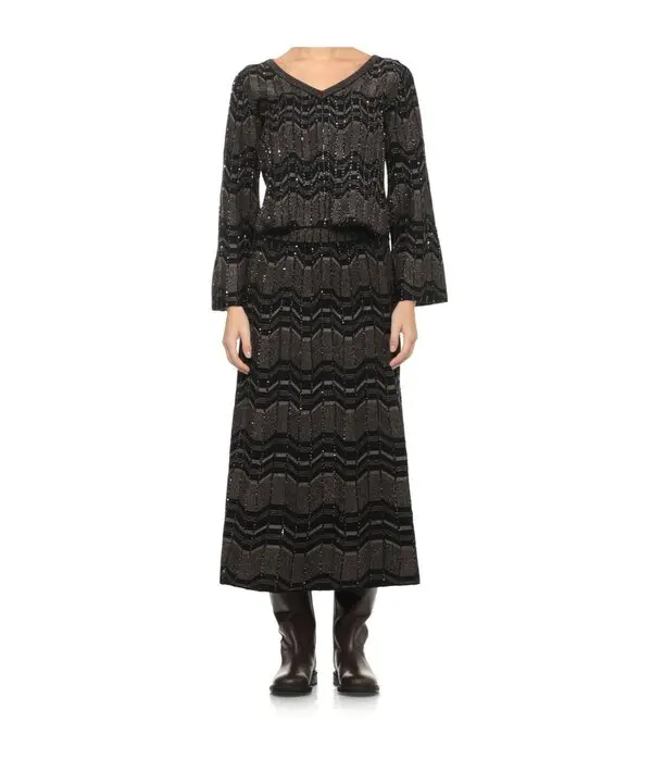 D.exterior Geometric Sequin Knitted Sweater
