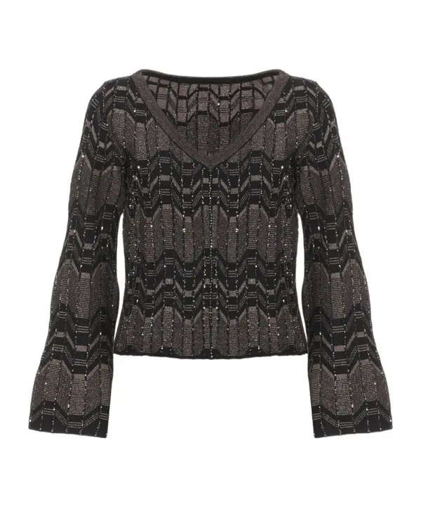 D.exterior Geometric Sequin Knitted Sweater - Multicolour