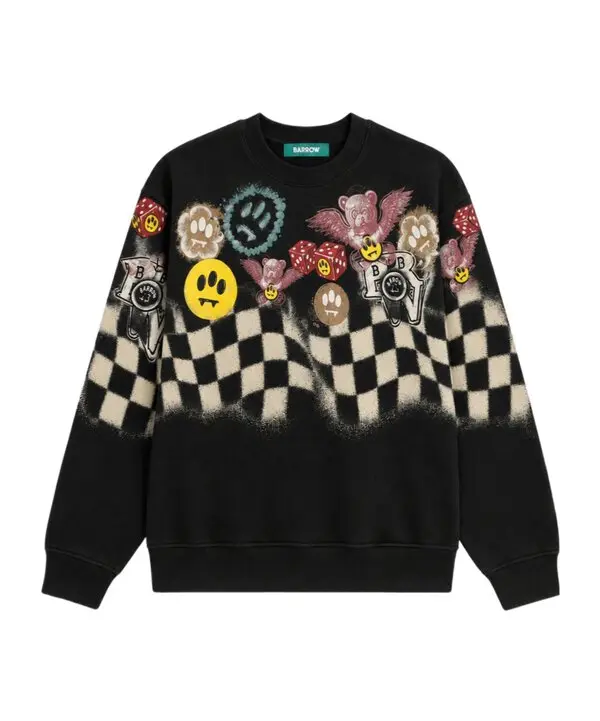 BARROW Graphic-print Checkered Sweatshirt - Black